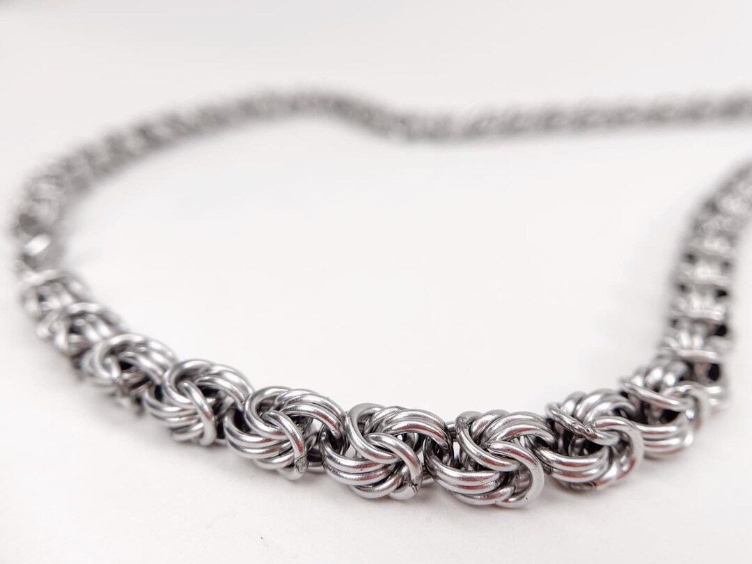 Welded-link - Chainmaille Necklace - Rosetta Pattern- Stainless Steel ...