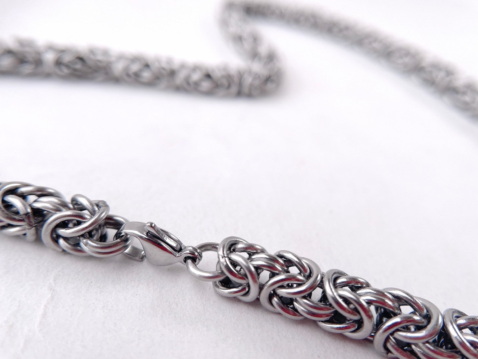 Chainmaille Necklace, Byzantine Pattern, Waterproof Stainless Steel ...