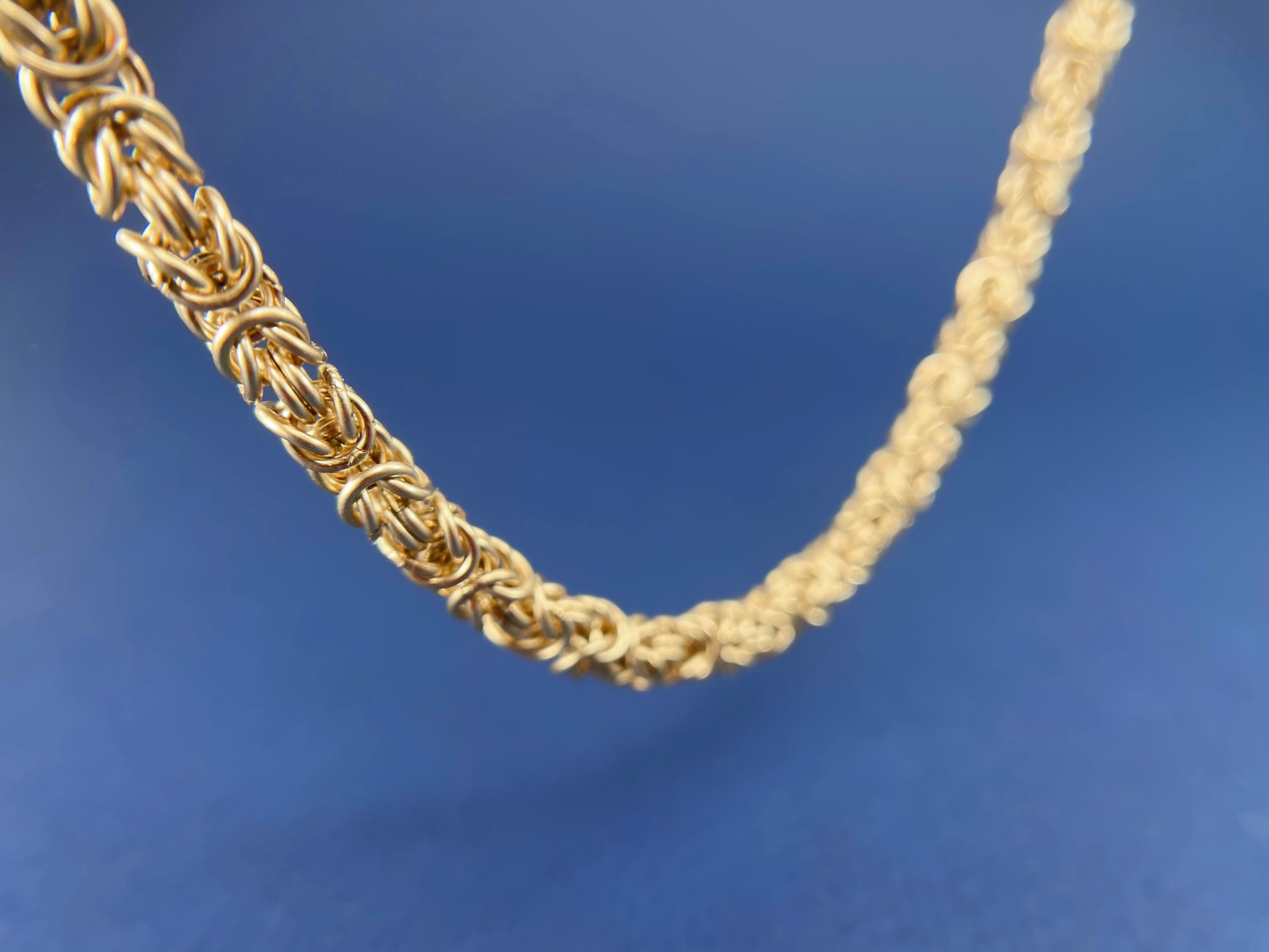 Chainmaille Necklace - Byzantine Pattern - 14K Solid Gold Welded-link ...