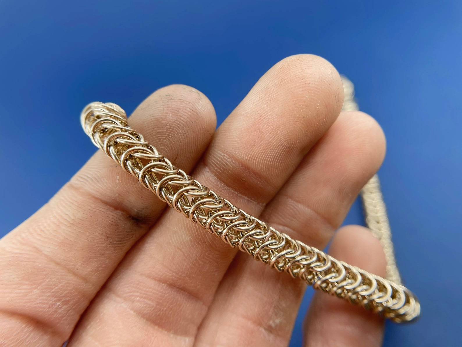 Chainmaille Necklace - Box Chain Pattern - 14K Solid Gold - Etsy