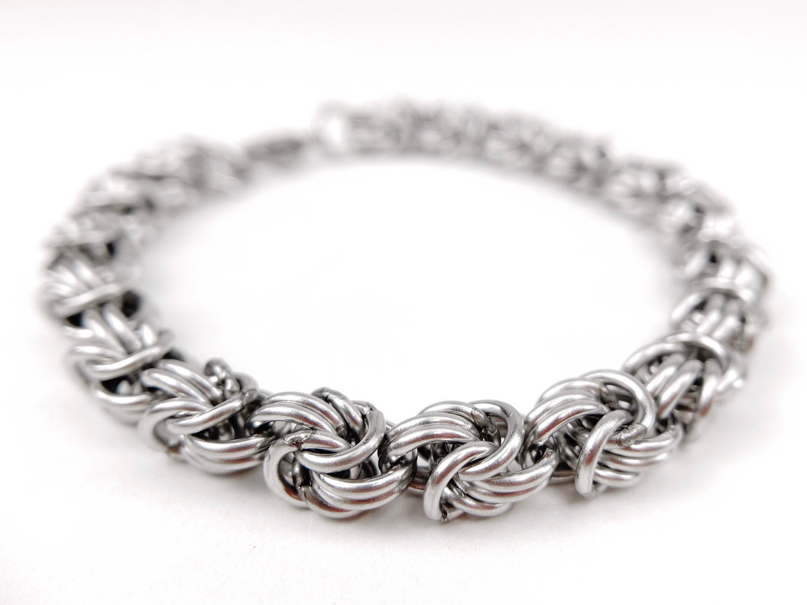 Welded-link Chainmaille Bracelet Rosetta Pattern Stainless - Etsy