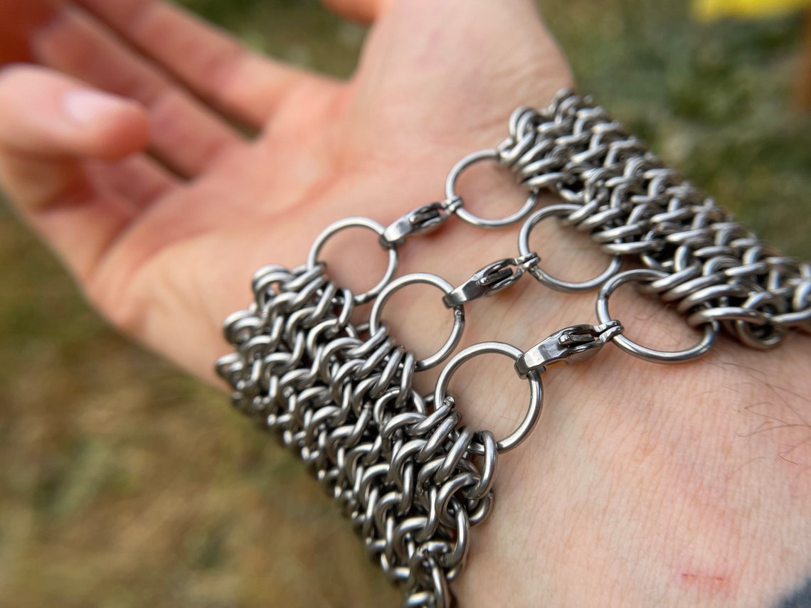 Extra Wide Chainmaille Bracelet Heavy Cuff Welded-link - Etsy