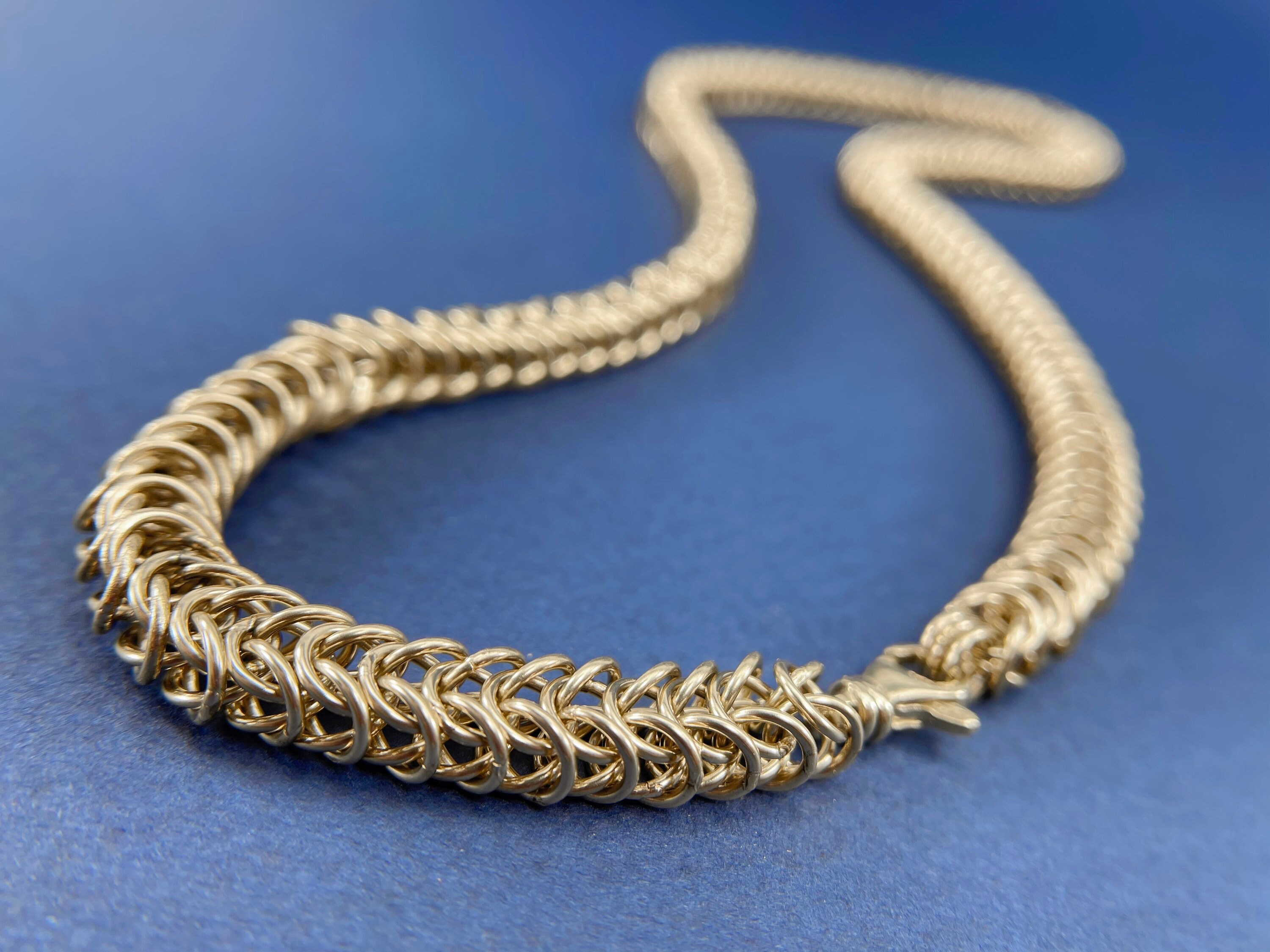Chainmaille Necklace - Box Chain Pattern - 14K Solid Gold - Etsy
