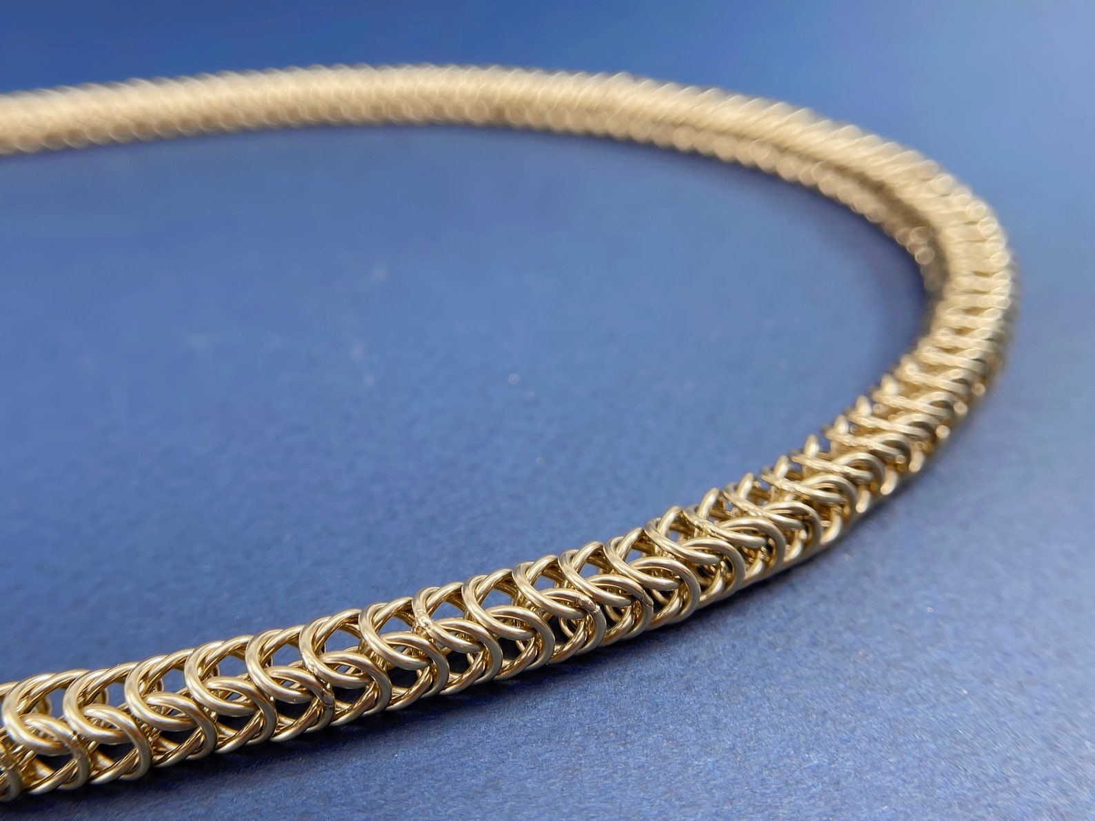 Chainmaille Necklace - Box Chain Pattern - 14K Solid Gold - Etsy