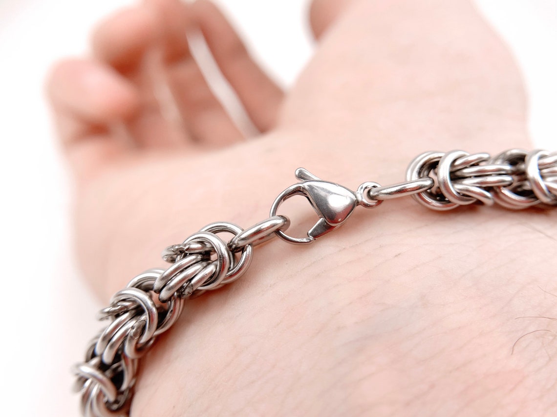 Welded-link Chainmaille Bracelet Rosetta Pattern Stainless - Etsy