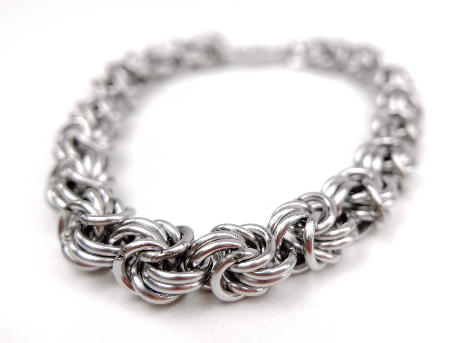 Welded-link Chainmaille Bracelet Rosetta Pattern Stainless - Etsy