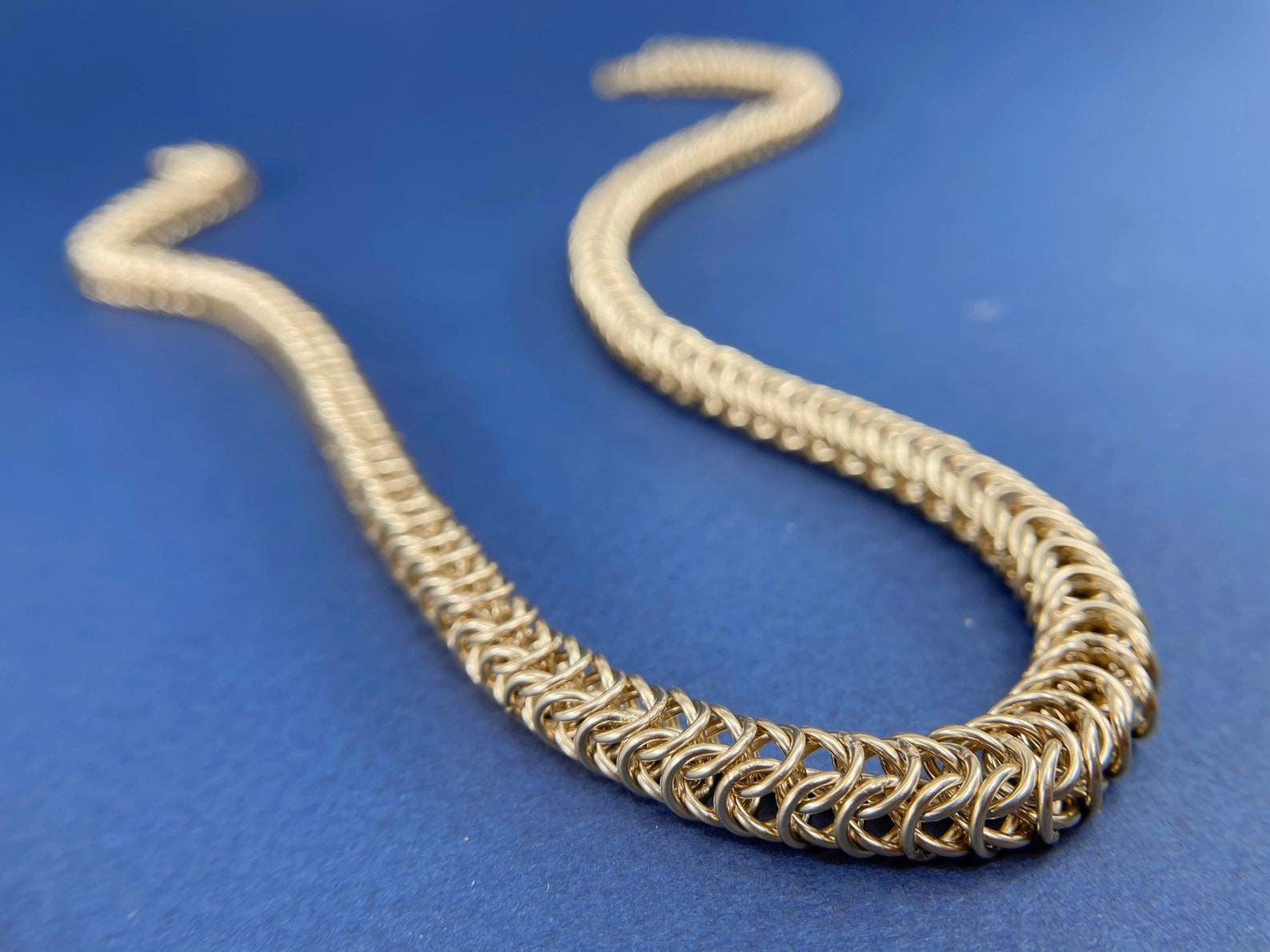 Chainmaille Necklace - Box Chain Pattern - 14K Solid Gold - Etsy