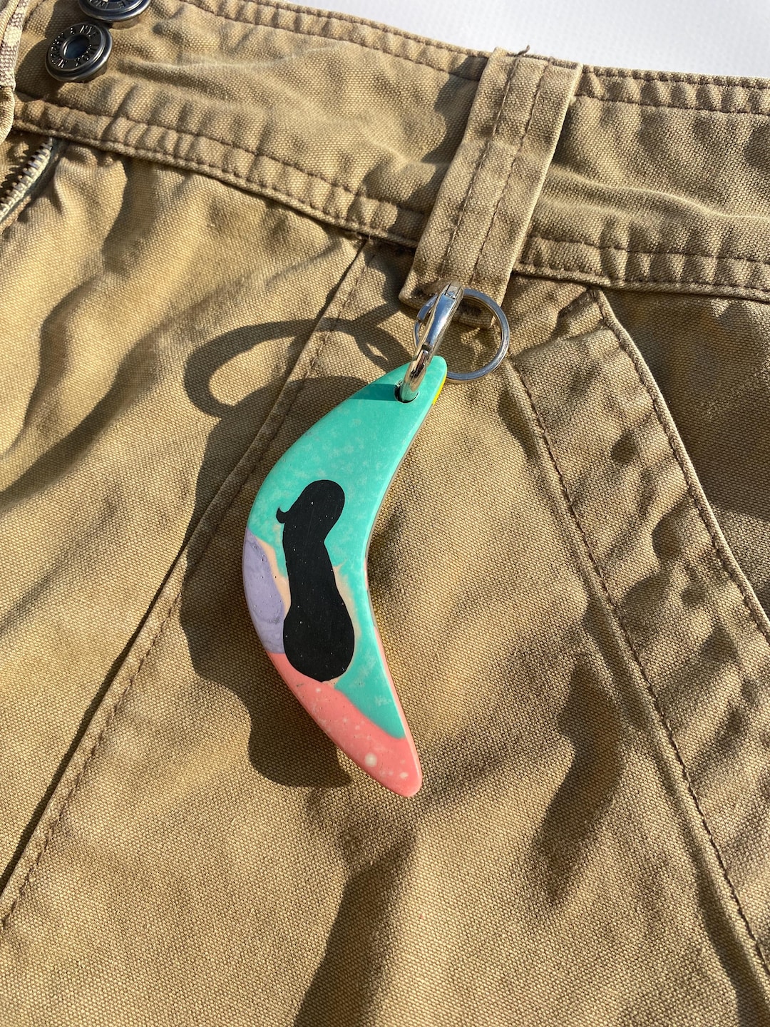 Jesmonite Boomerang Keychain Green Black Creative Gift Unisex Gift Idea ...