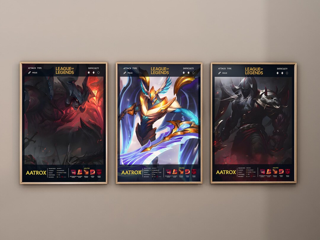 Aatrox League of Legends Art Print Poster Aesthetic Gaming Room Decor ...