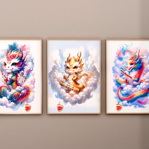 Dragon Set 12 Poster – Whimsical Eastern Dragon Wall Art | Fantasy ...