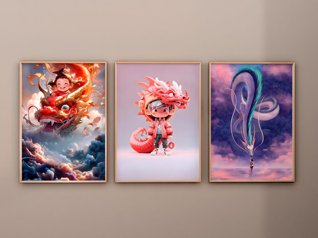 Dragon Set 12 Poster – Whimsical Eastern Dragon Wall Art | Fantasy ...