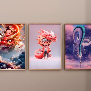 Dragon Set 12 Poster – Whimsical Eastern Dragon Wall Art | Fantasy ...