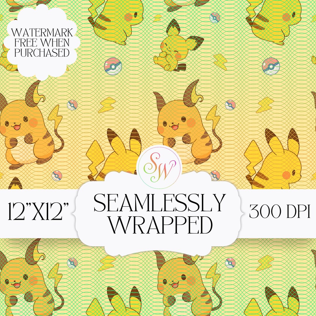 Cute Pikachu Evolution Line | Seamless Pattern Design | Digital ...