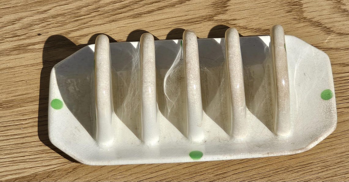 Rare TG Green Creamic Polka Dot Toast Rack - Etsy