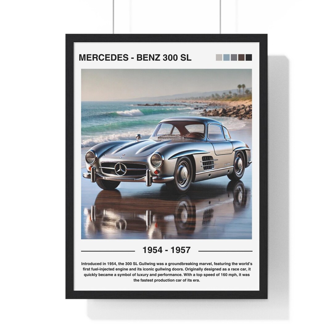 Framed Classic Mercedes Wall Art, Vintage Car Poster , Mercedes Benz ...