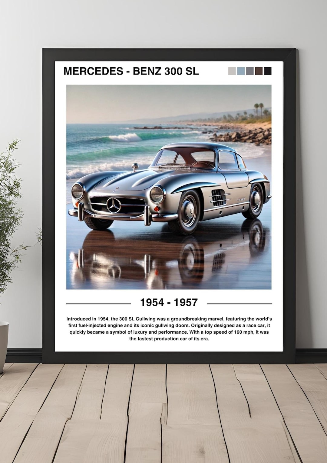 Classic Mercedes Wall Art, Vintage Car Poster , Mercedes- Benz 300 SL ...