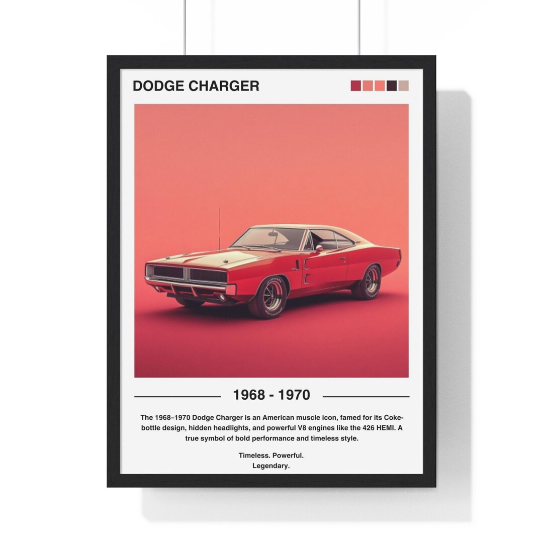 FRAMED Vintage Dodge Charger Poster 19681970 Timeless Muscle Car Wall ...