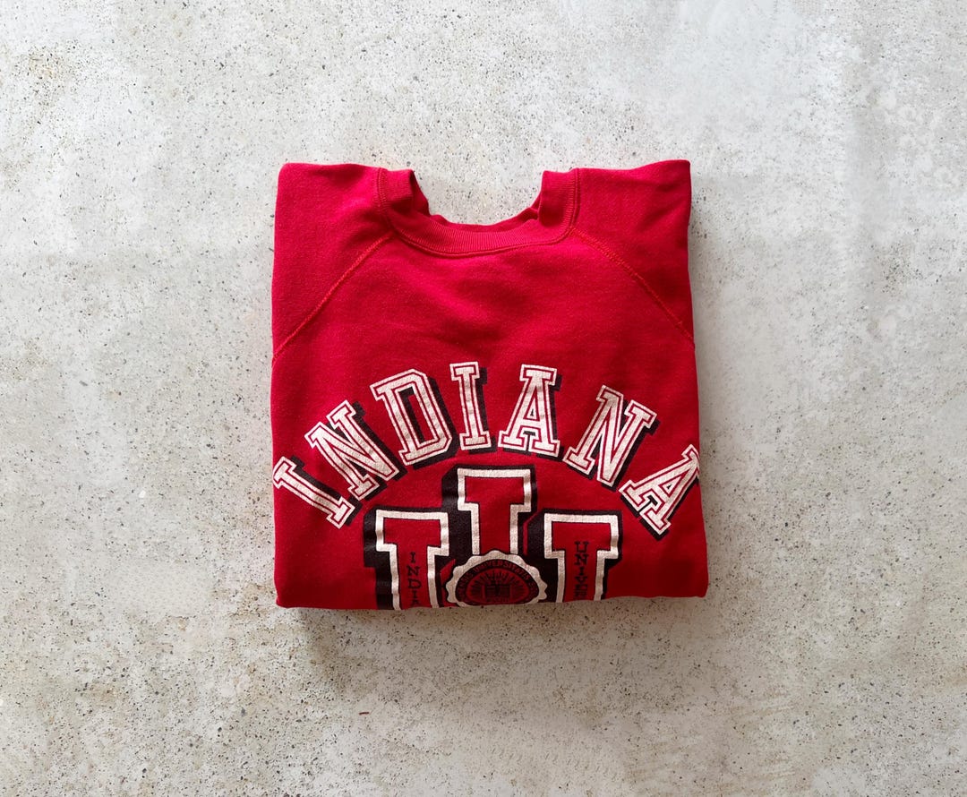 Vintage Sweatshirt | INDIANA UNIVERSITY College Raglan Pullover Top ...