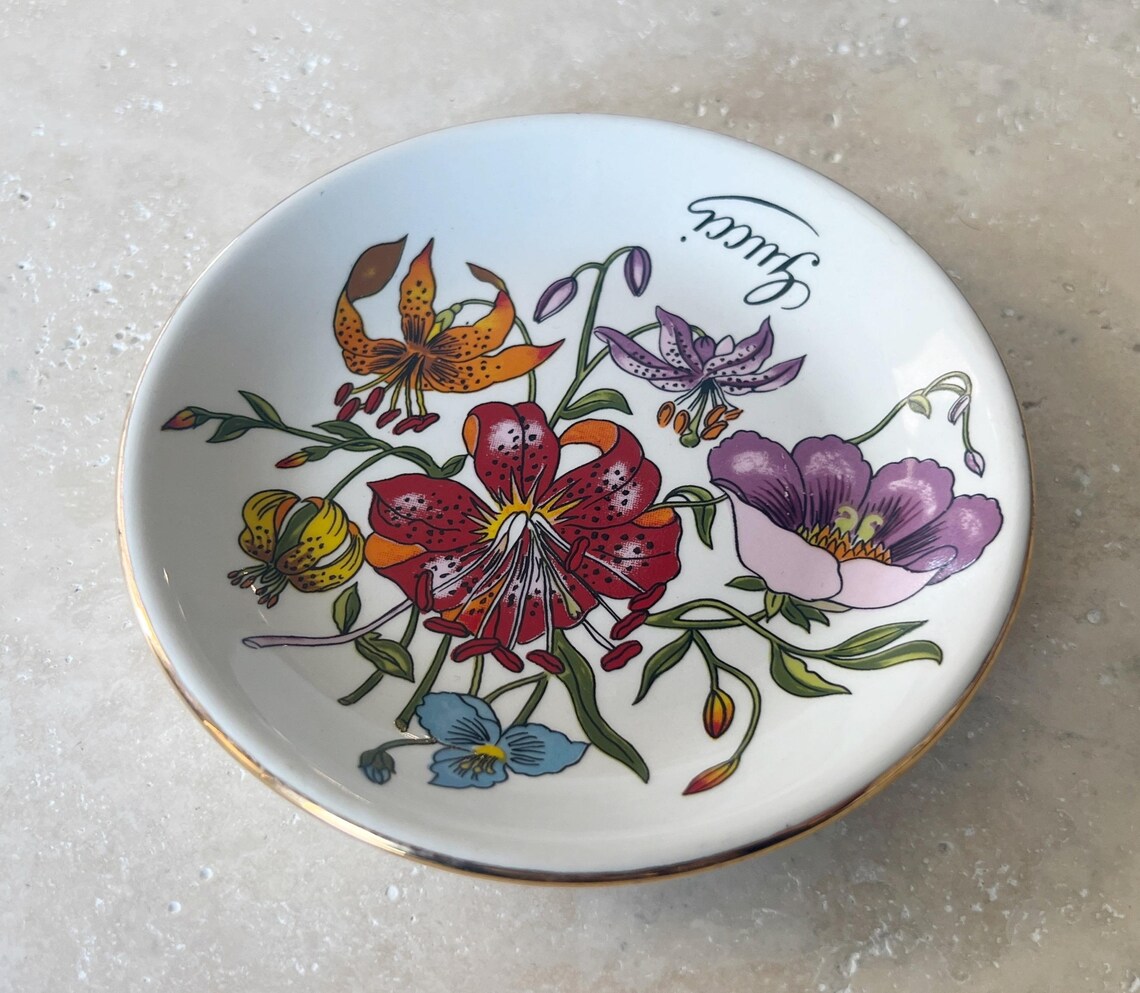 Vintage Dish | GUCCI Flora Floral Trinket Dish Plate Tray 80s Home ...