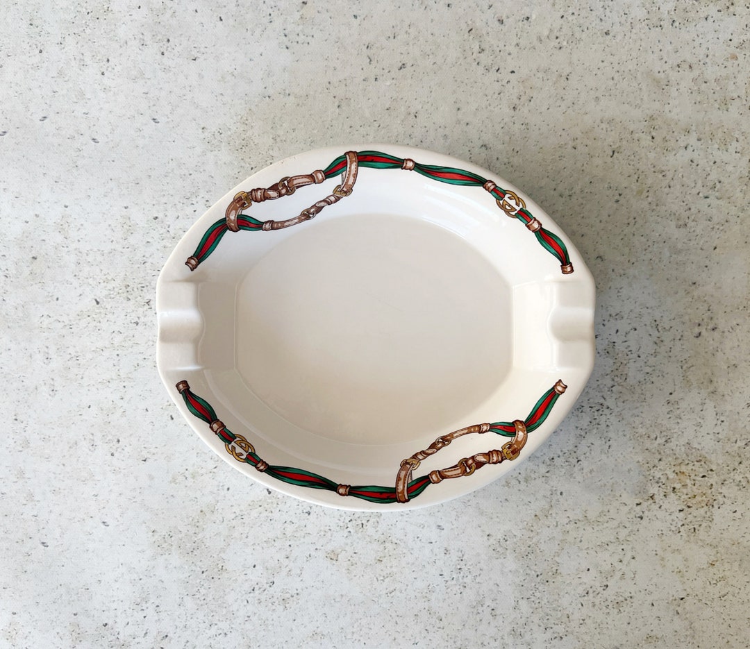 Vintage Dish | GUCCI GG Logo Porcelain Equestrian Ashtray Plate Home ...