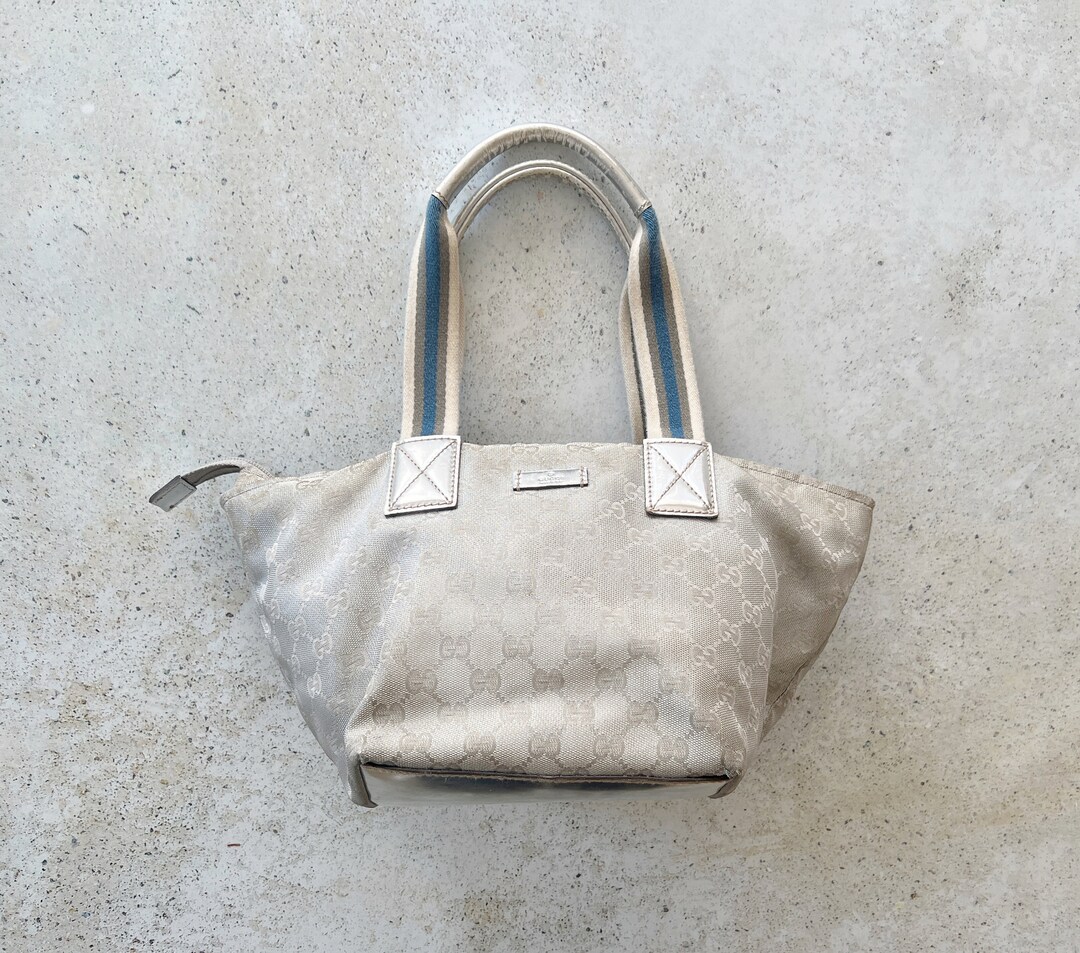 Vintage Bag | GUCCI GG Logo Monogram Shelley Satchel Purse Bag Canvas ...