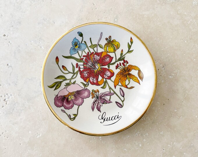 Vintage Dish | GUCCI Flora Floral Trinket Dish Plate Tray 80s Home ...