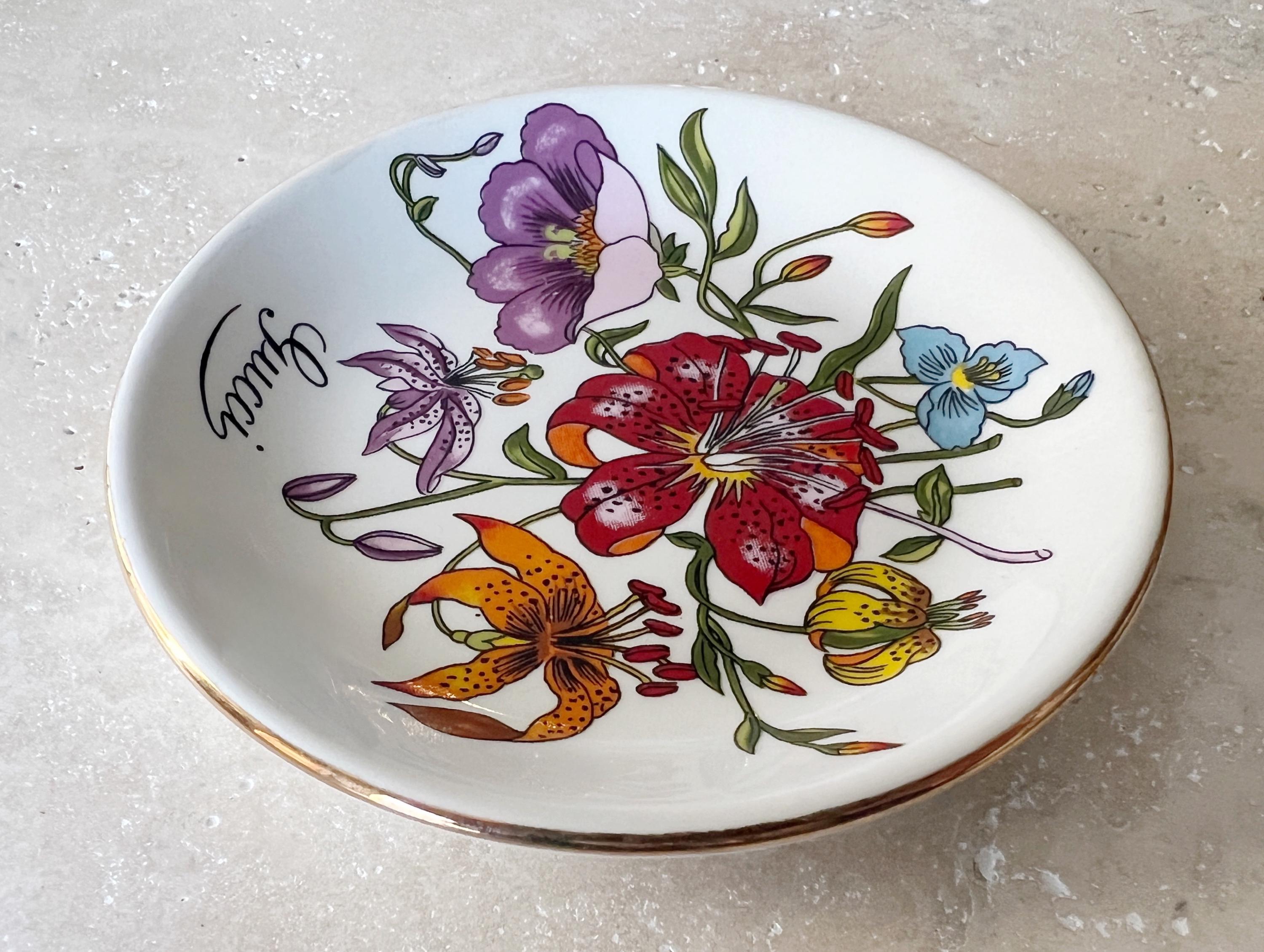 Vintage Dish | GUCCI Flora Floral Trinket Dish Plate Tray 80s Home ...