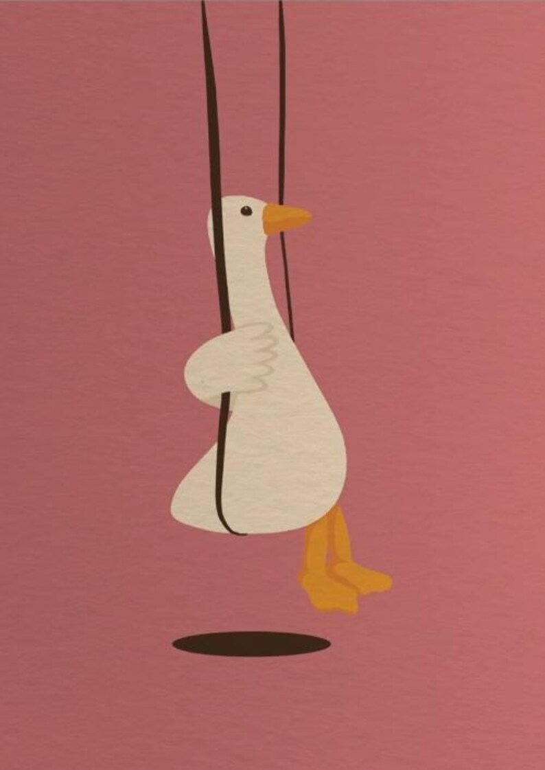 Swinging Goose Art Print: Whimsical Nursery Wall Decor - Etsy