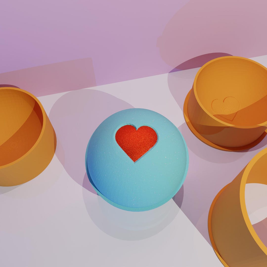 Sphere With Heart Bath Bomb Mold - Etsy