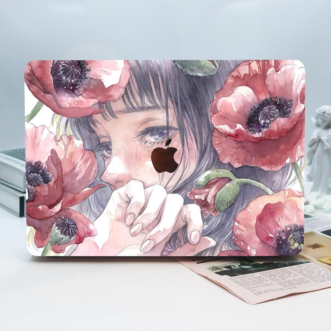 Watercolor Girl Among Poppies MacBook Case,laptop Case Any Mac,laptop ...