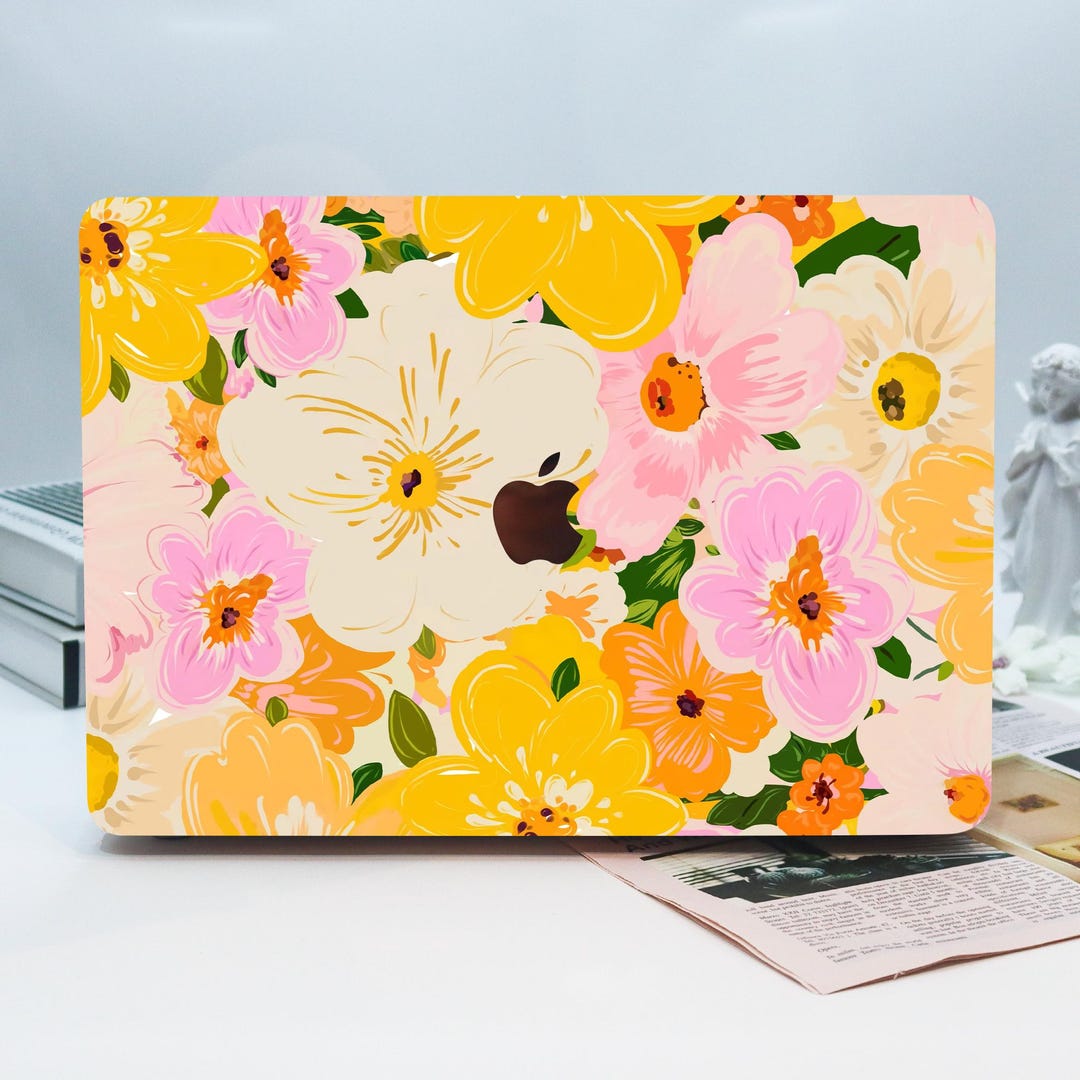 Flowers in Yellow Pink and White MacBook Case,laptop Case Any Mac ...