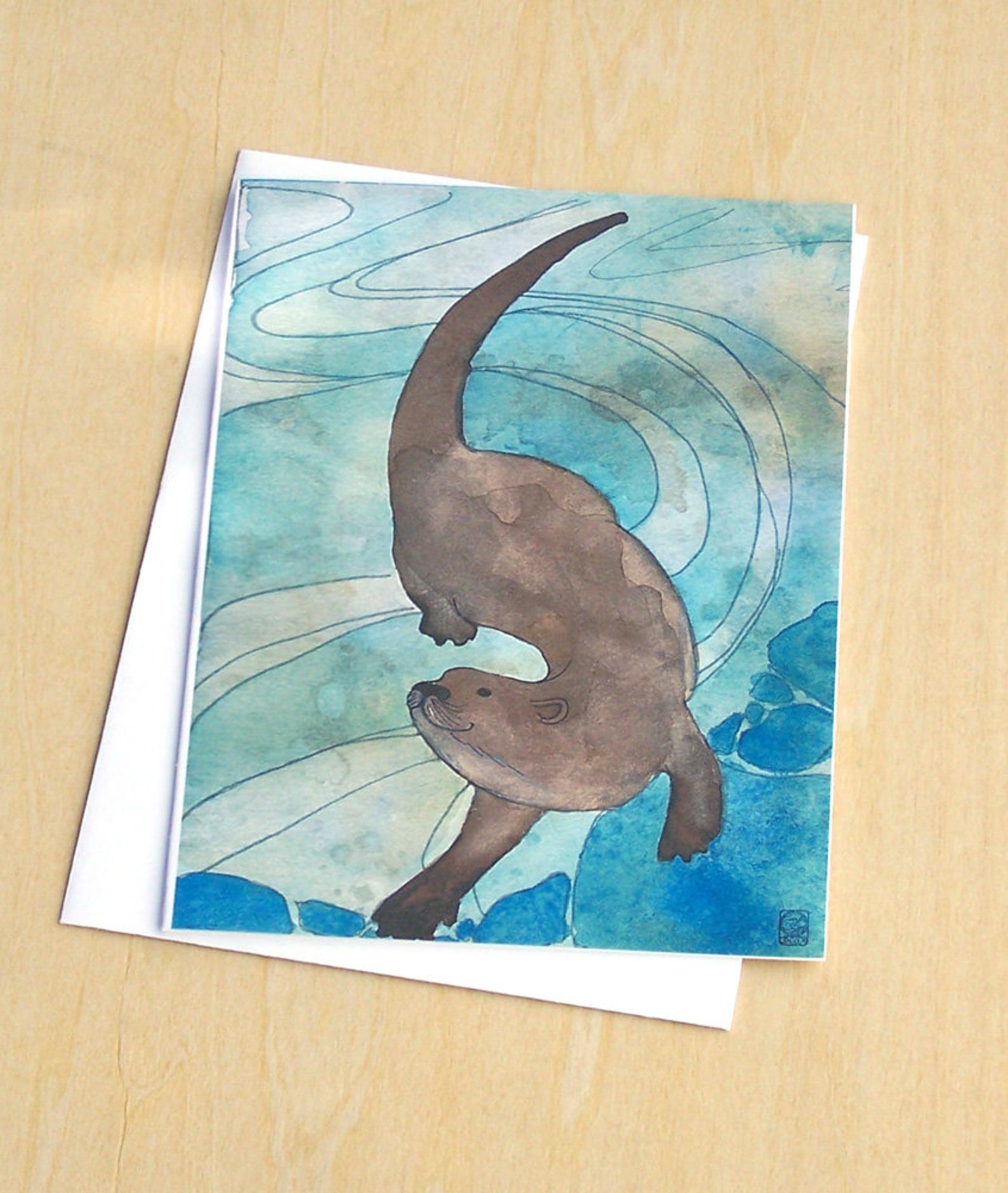 Otters card Print Set - Etsy