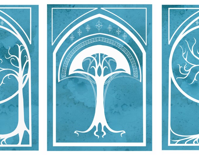 Trees of Middle Earth Triptych Featuring Tolkien Tree Motifs - Etsy