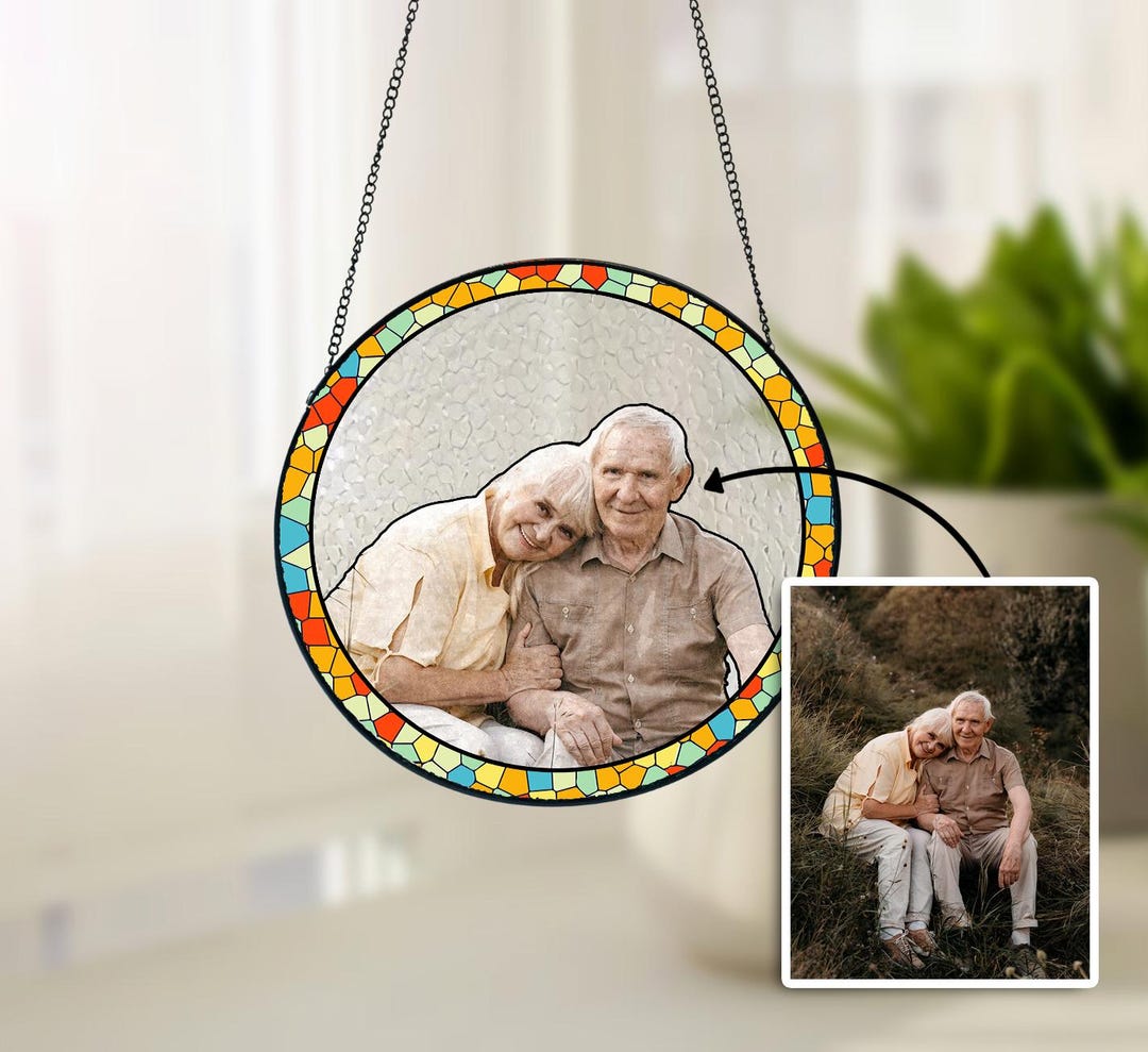 Custom Family Photo Stained Glass Suncatcher, Family Portrait ...
