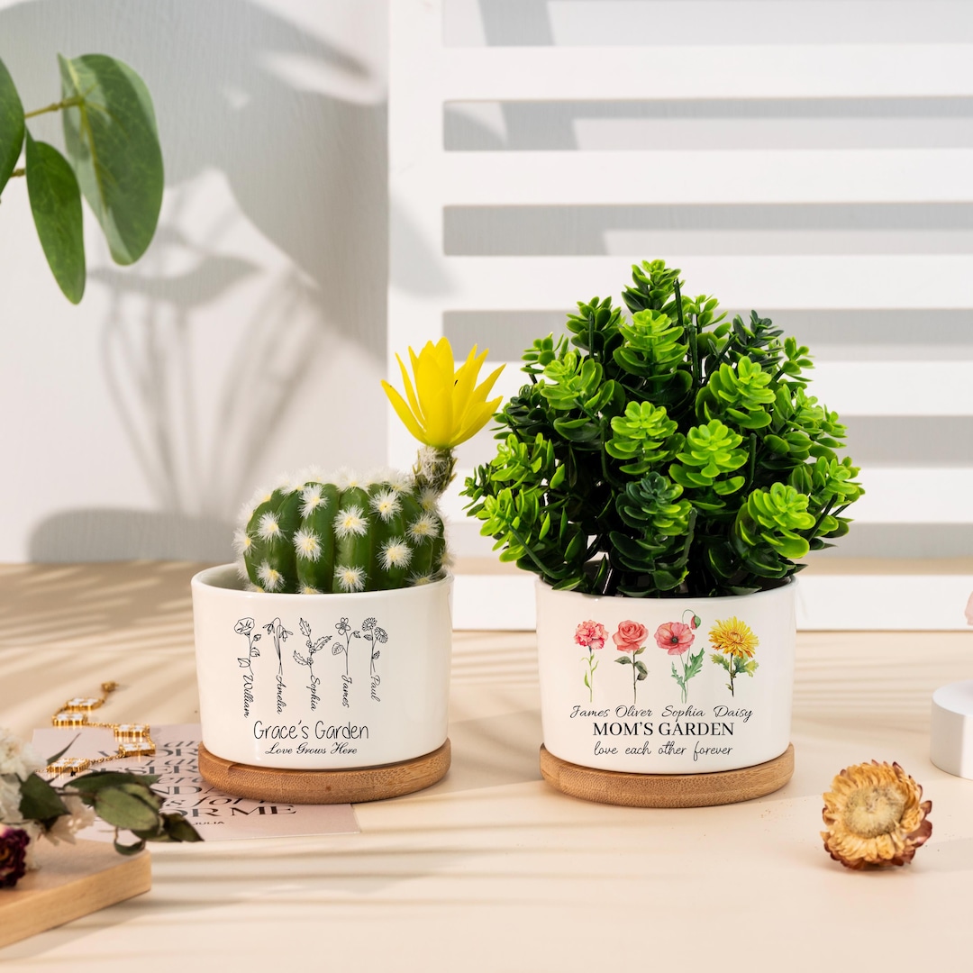 Custom Birth Month Plant Pot, Custom Flower Pot, Grandma's Gift ...