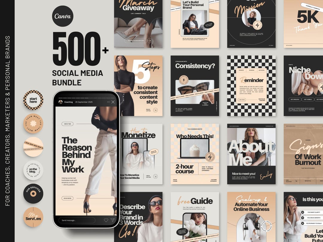 Canva Instagram Template Bundle: Social Media Posts, Stories ...