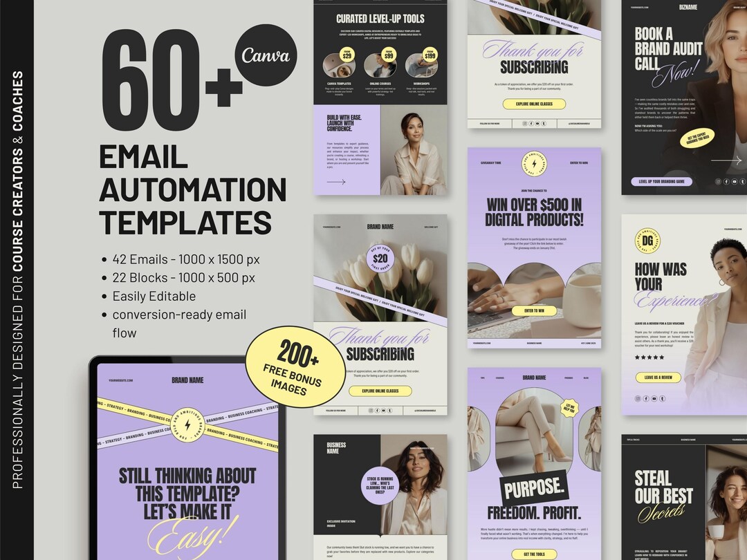Canva Email Newsletter Templates | 60+ Purple Email Flow Designs ...