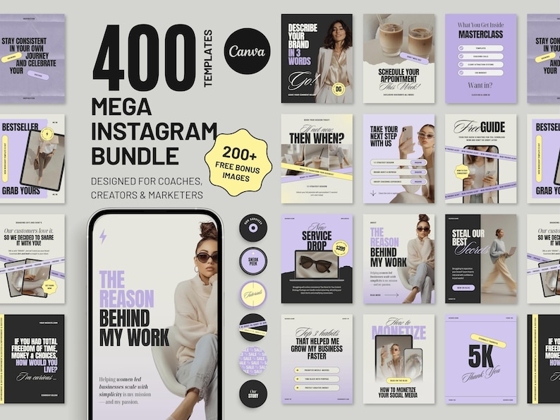 Instagram Canva Template Bundle: Social Media Branding Kit D2 - Etsy