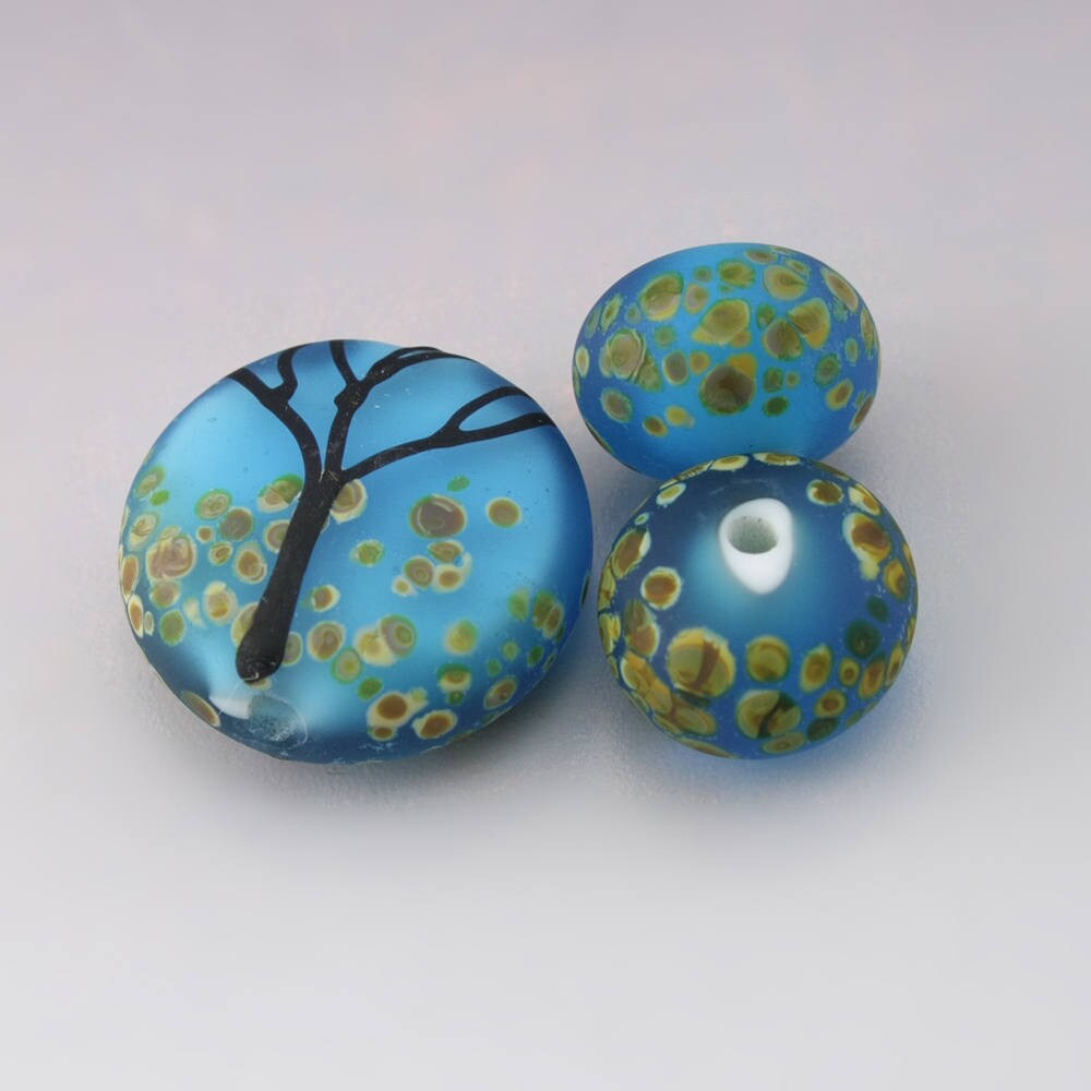 SRA Lampwork Bead Pair Tree Beads Fall Beads Autumn Beads - Etsy