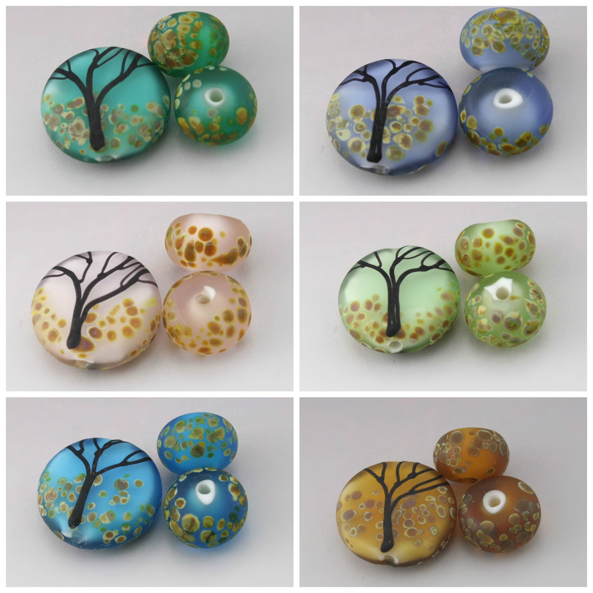 SRA Lampwork Bead Pair Tree Beads Fall Beads Autumn Beads - Etsy