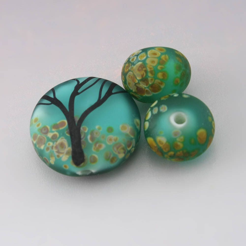 SRA Lampwork Bead Pair Tree Beads Fall Beads Autumn Beads - Etsy