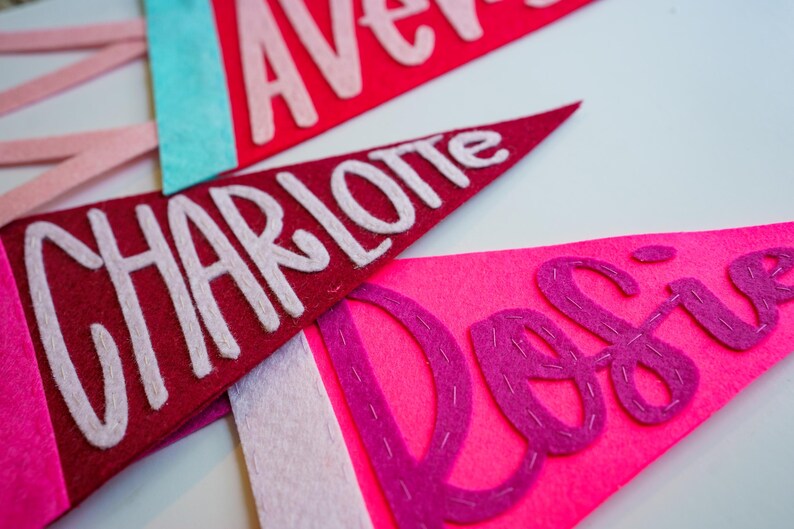 Custom Felt Pennant Flag | Kids Personalized Name Pennant | Nursery ...