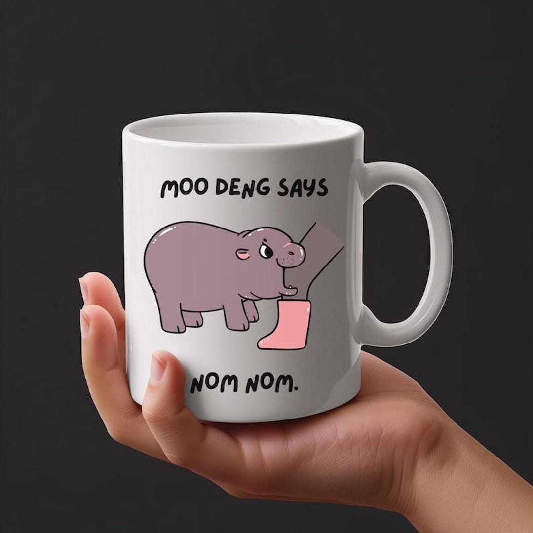 Moo Deng Say Nom Nom Mug, Moo Deng Hippo, Moo Deng Memes, Moo Deng Baby ...