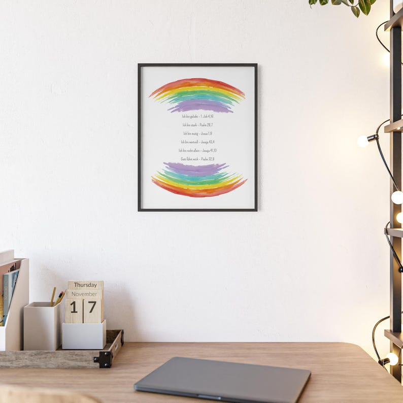 Rainbow Bible Verse Poster With Frame | Encouraging Bible Verse for ...