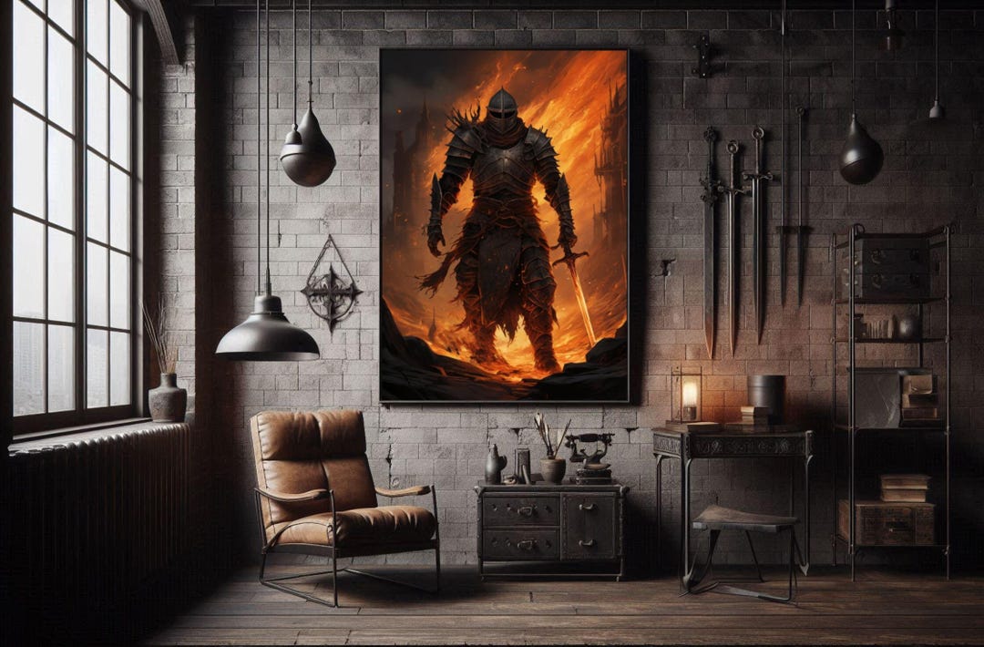 Dark Knight, Dark Souls Game Poster, Colorful Wall Art, Medieval Poster ...