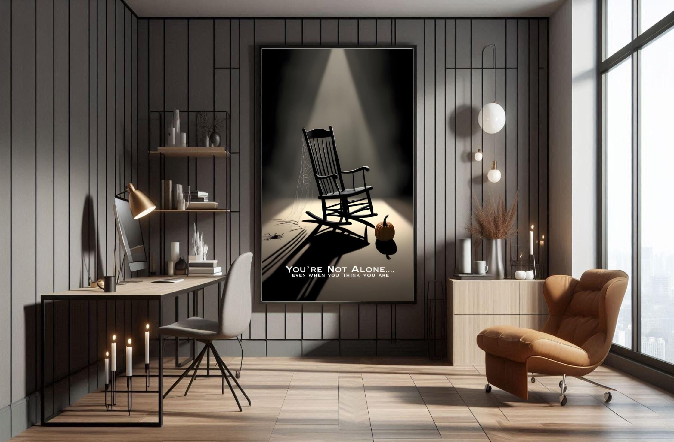 Halloween Rocking Chair Poster, Minimalistic Halloween Art ...