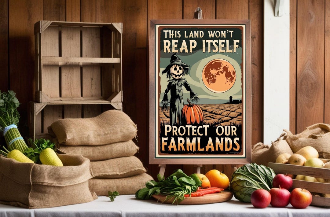 Vintage Scarecrow Poster With Environmental Message, Eco-friendly Decor ...