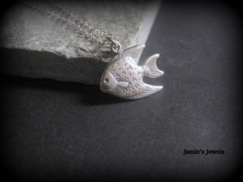 Sterling Silver Fish Necklace Angelfish Necklace Sterling Silver ...