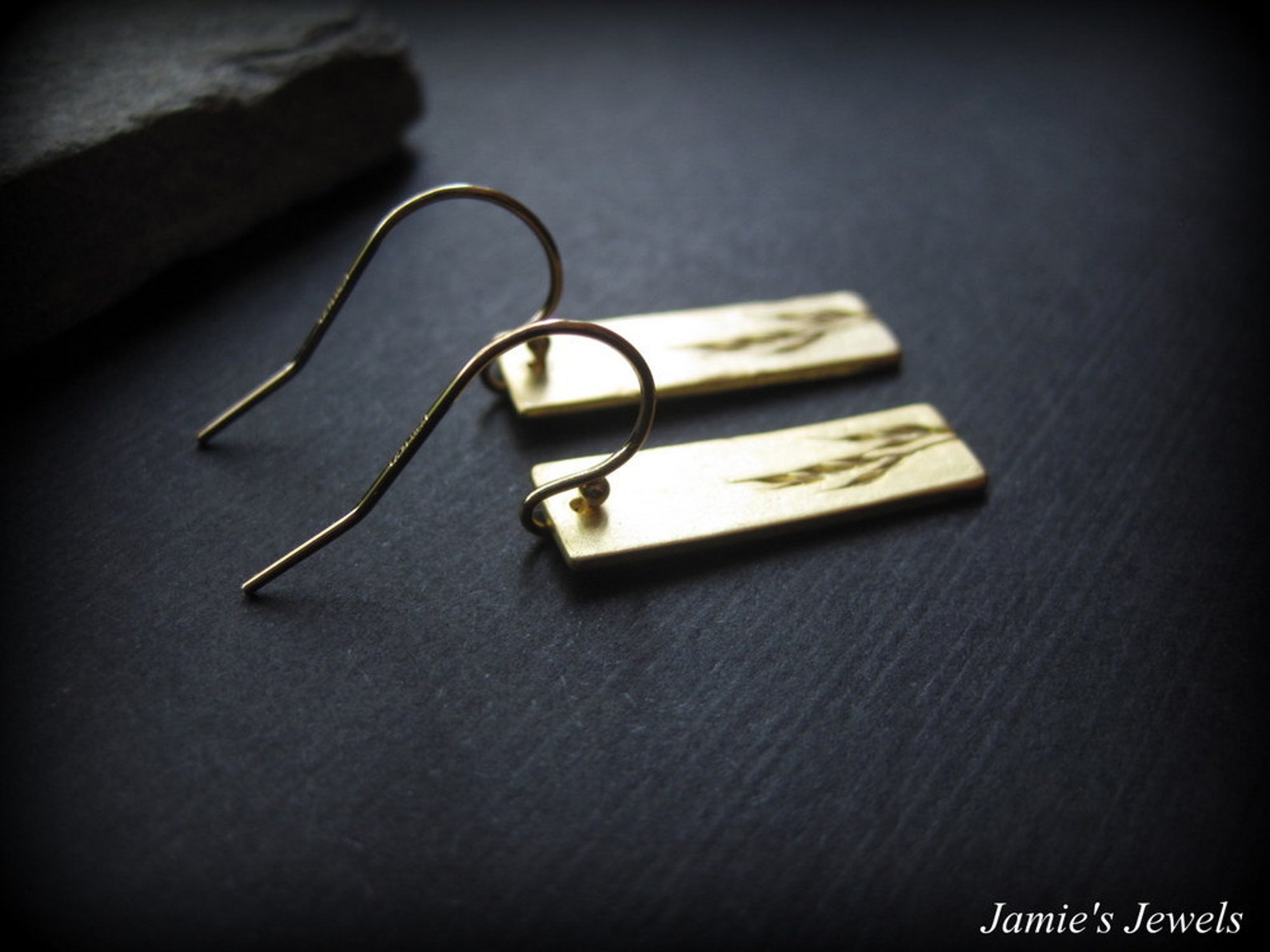 Gold Rectangle Earrings Gold Grass Earrings Gold Modern Earrings ...