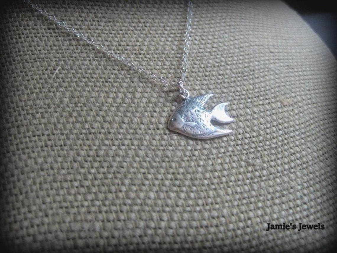 Sterling Silver Fish Necklace - Angelfish Necklace - Sterling Silver ...